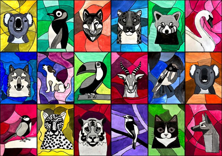 Animale acromatico con sfondo in gradazioni tonali – Arte a Scuola