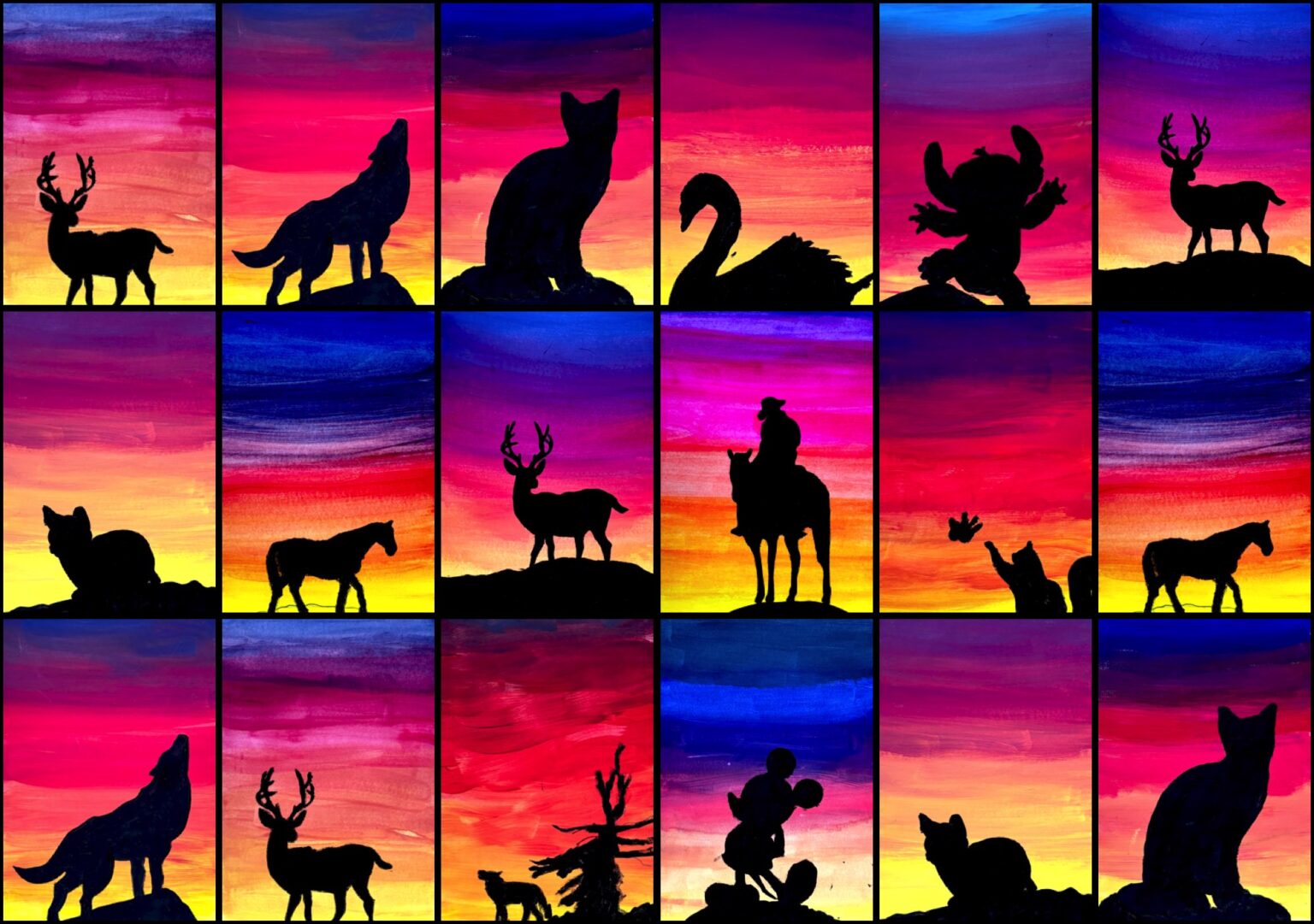 Silhouette su sfondi in gradazione cromatica – Arte a Scuola