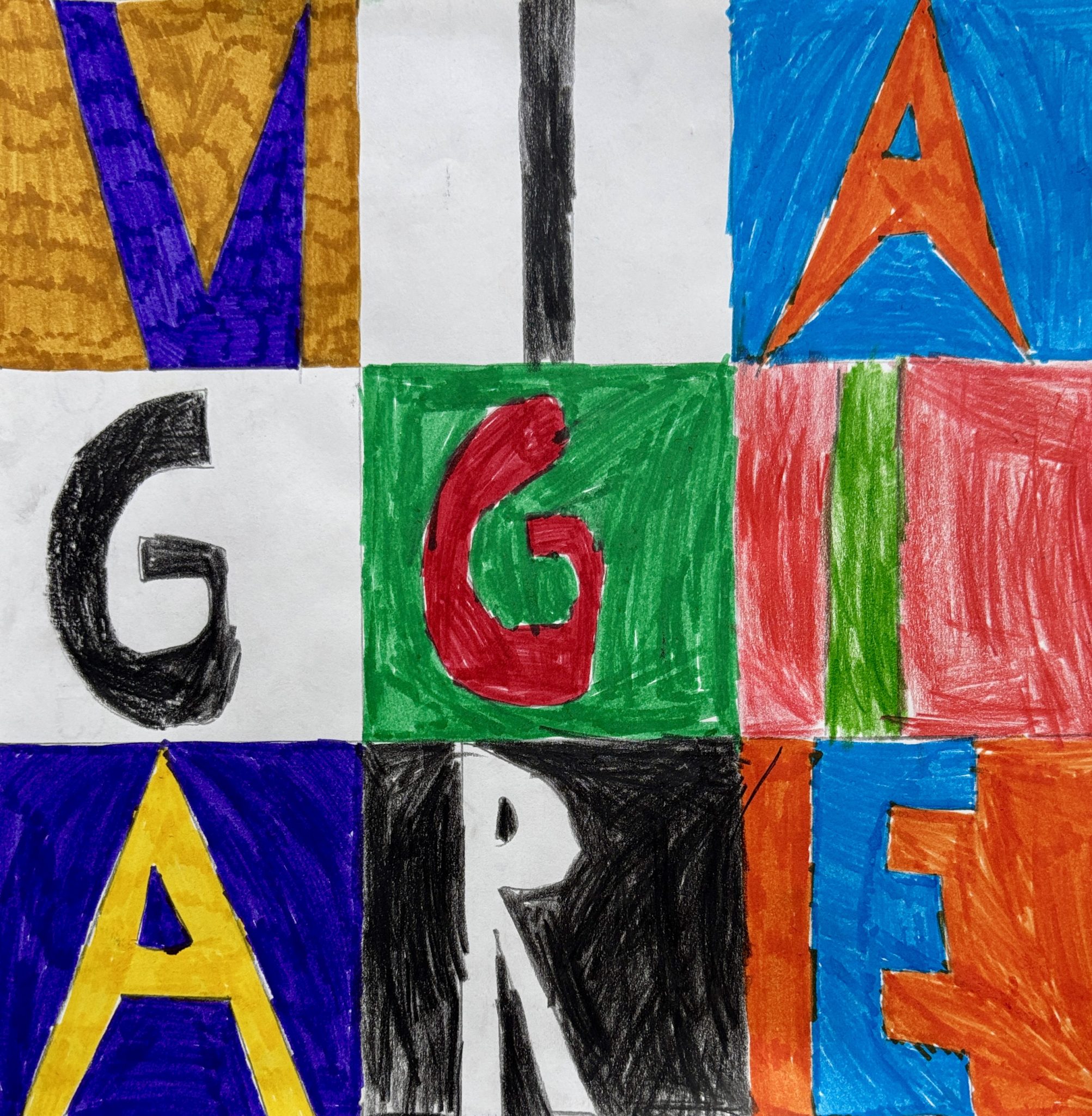 Disegno a colori complementari ispirato ad Alighiero Boetti – Arte a Scuola
