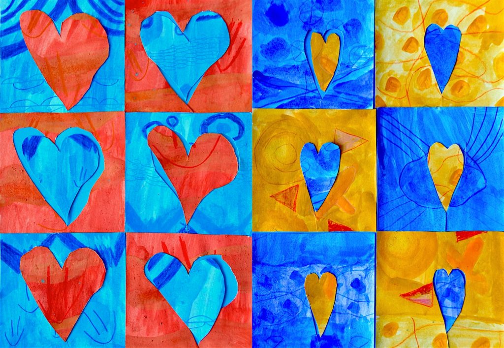 Hearts in complementary colors – Arte a Scuola