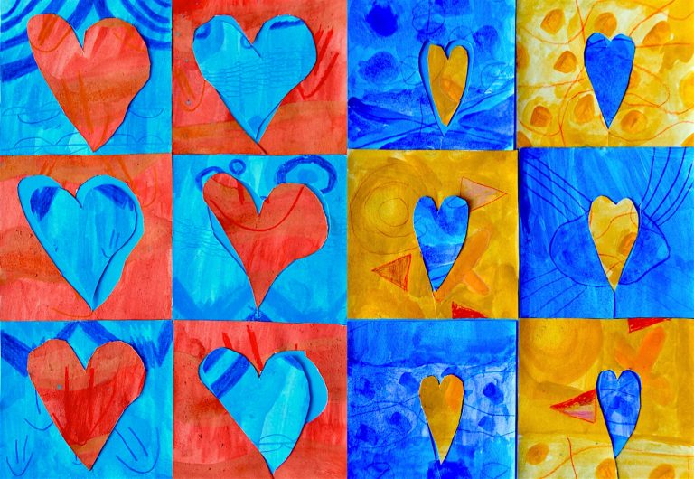 Hearts in complementary colors – Arte a Scuola