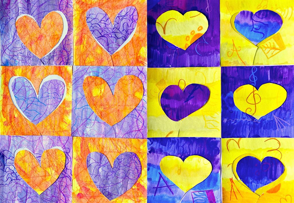 Hearts in complementary colors – Arte a Scuola