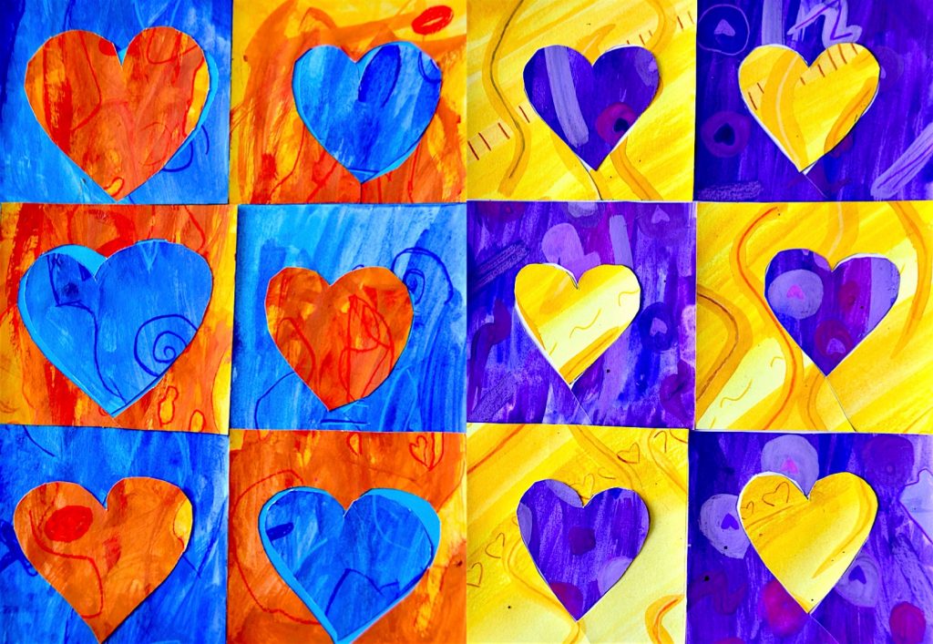 Hearts in complementary colors – Arte a Scuola